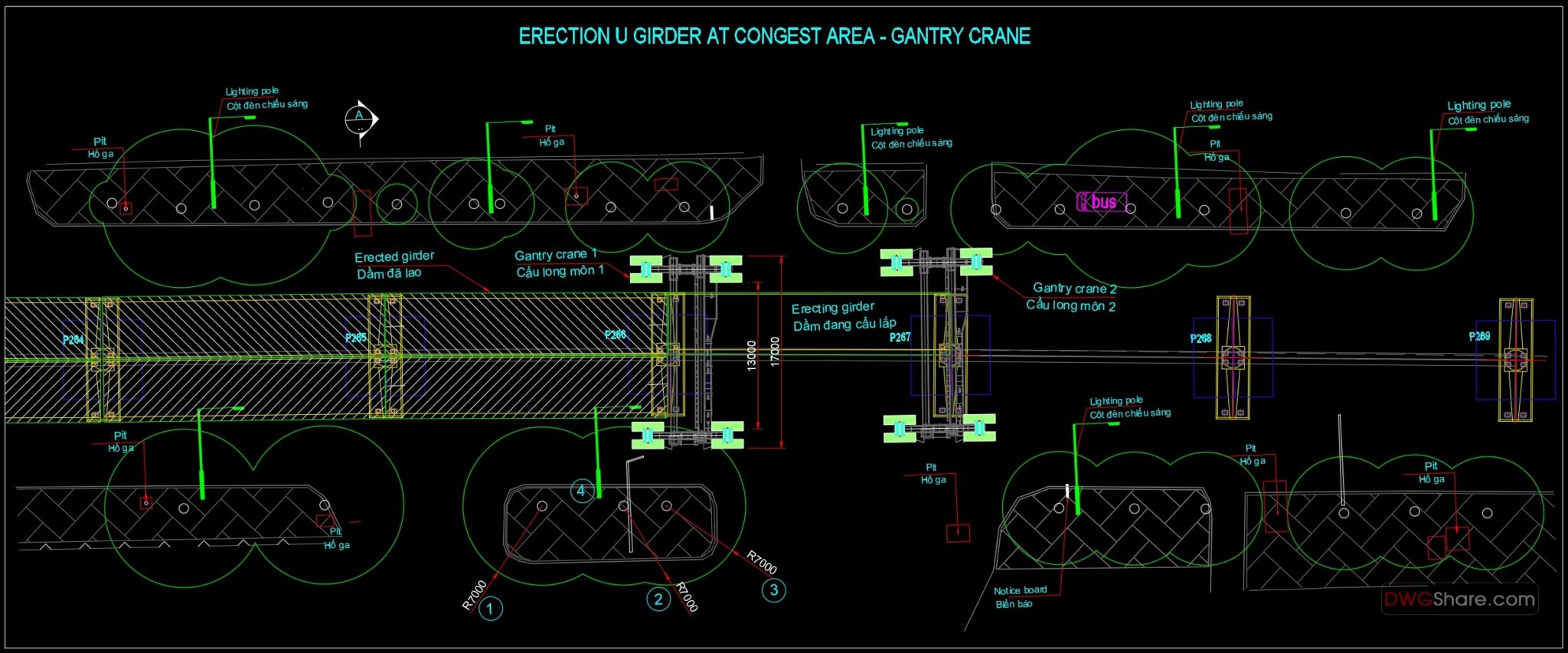 Use gantry crane for erection Autocad Drawings