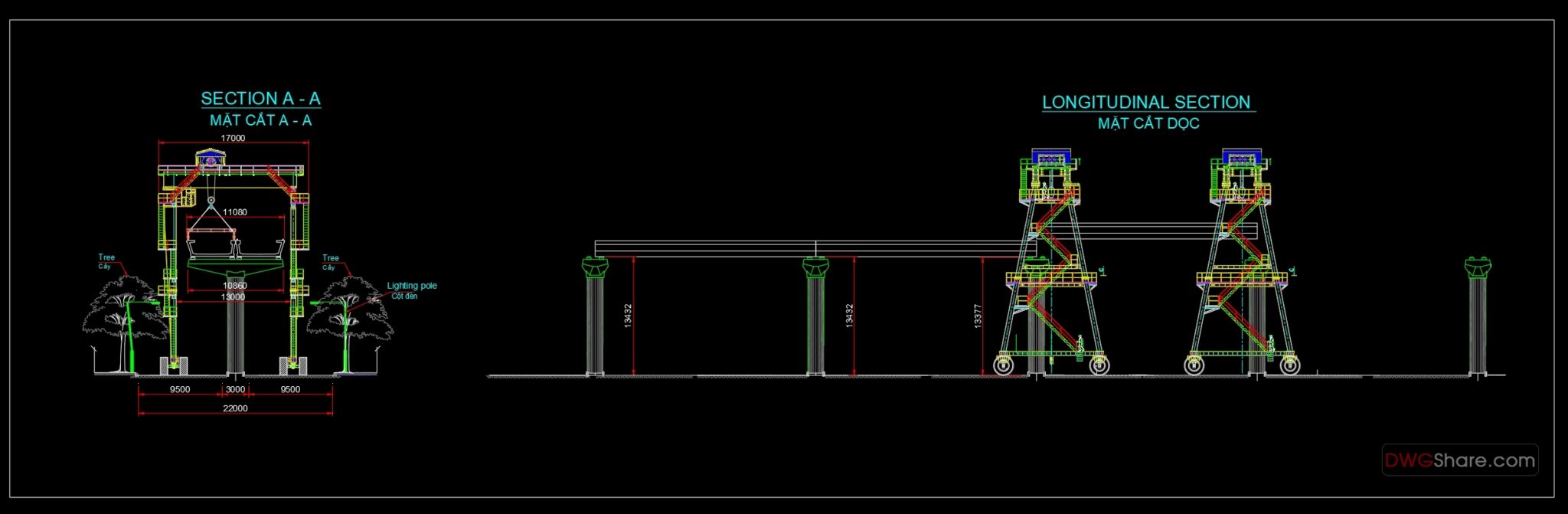 Use gantry crane for erection Autocad Drawings