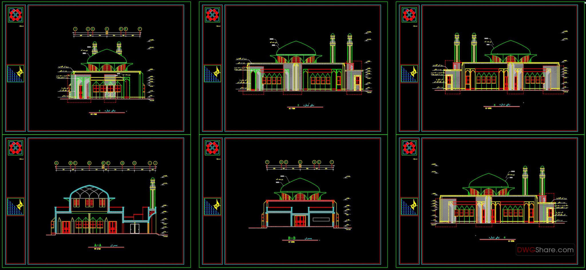 10.Mosque Project Plan, Elevation Free AutoCAD Drawings
