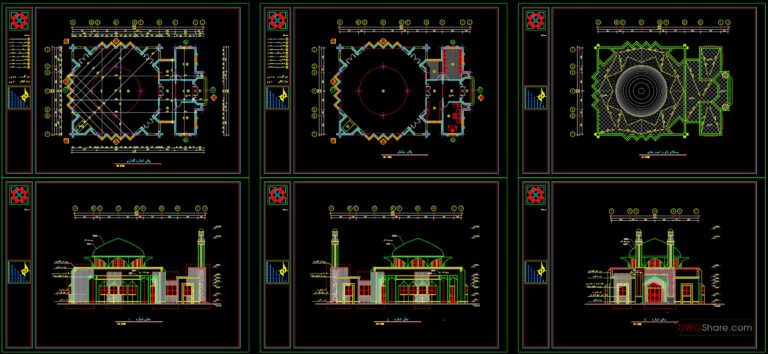 10.Mosque Project Plan, Elevation Free AutoCAD Drawings