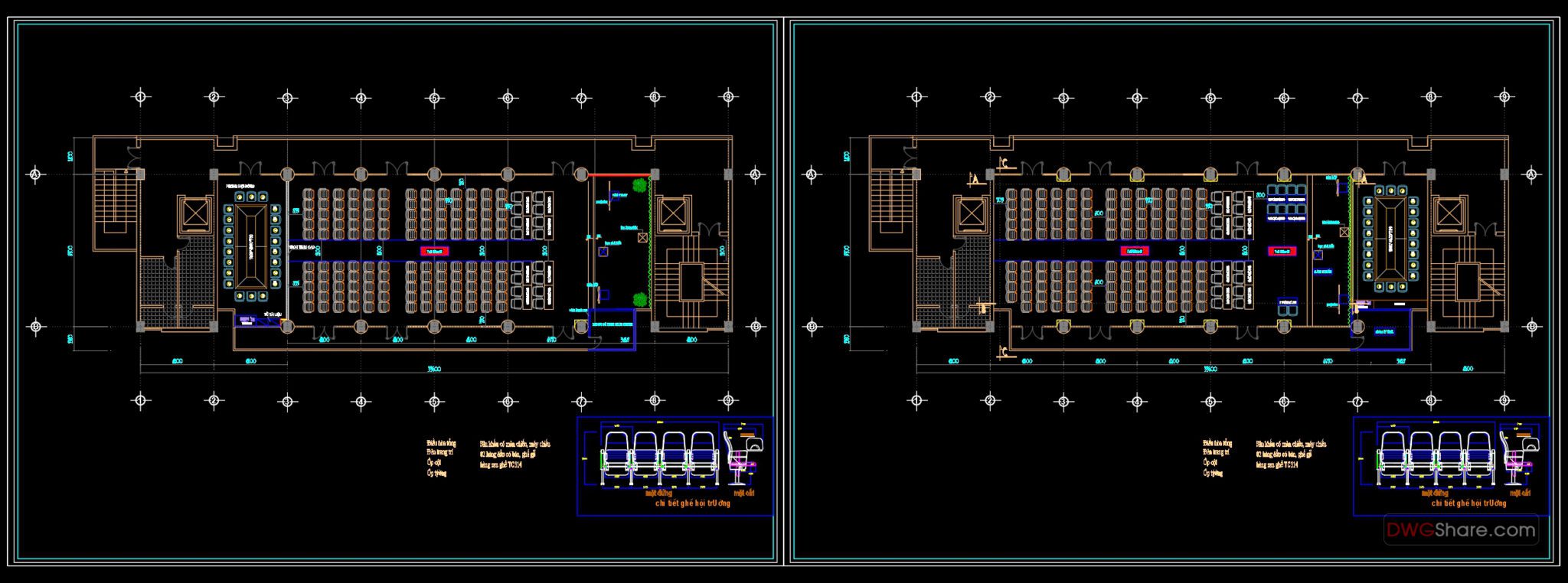 12.Multi function hall AutoCAD File DWG