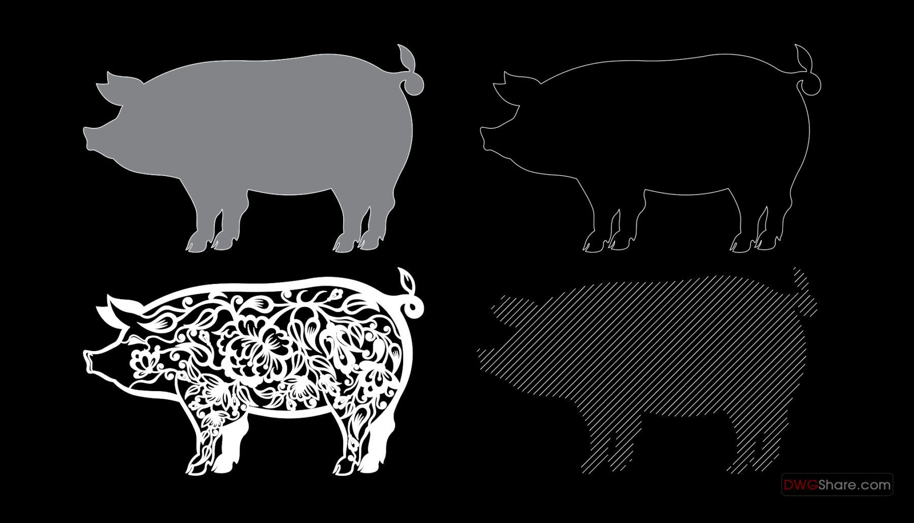 17.Pig free AutoCAD drawings