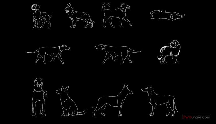 18.Dogs free AutoCAD drawings - Free Cad Blocks, download DWG models ...