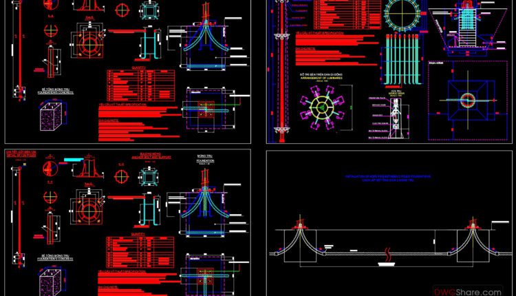 21.Lighting Pole Foundation and Electrical Details CAD - Free Cad ...