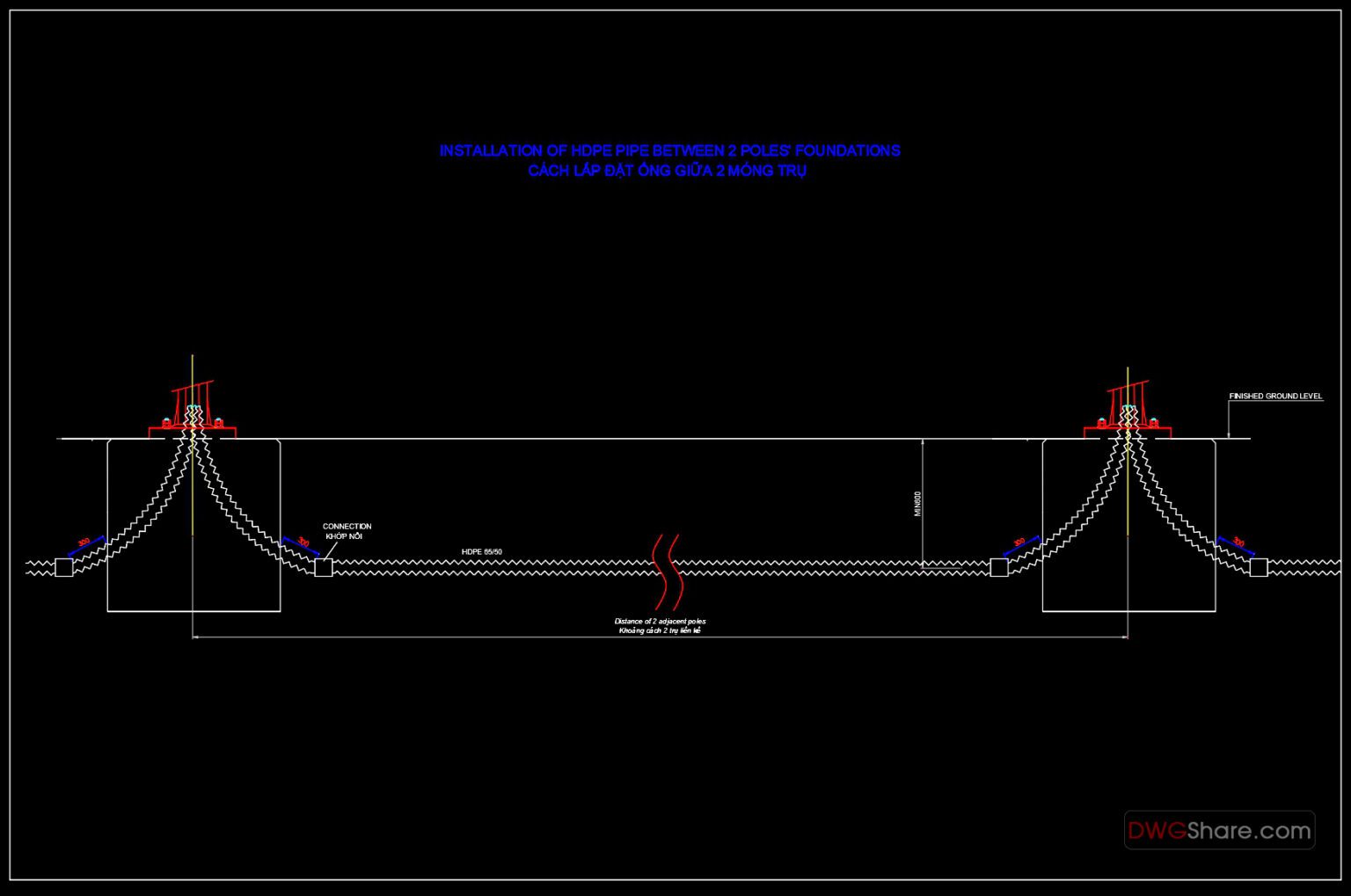 21.Lighting Pole Foundation and Electrical Details CAD