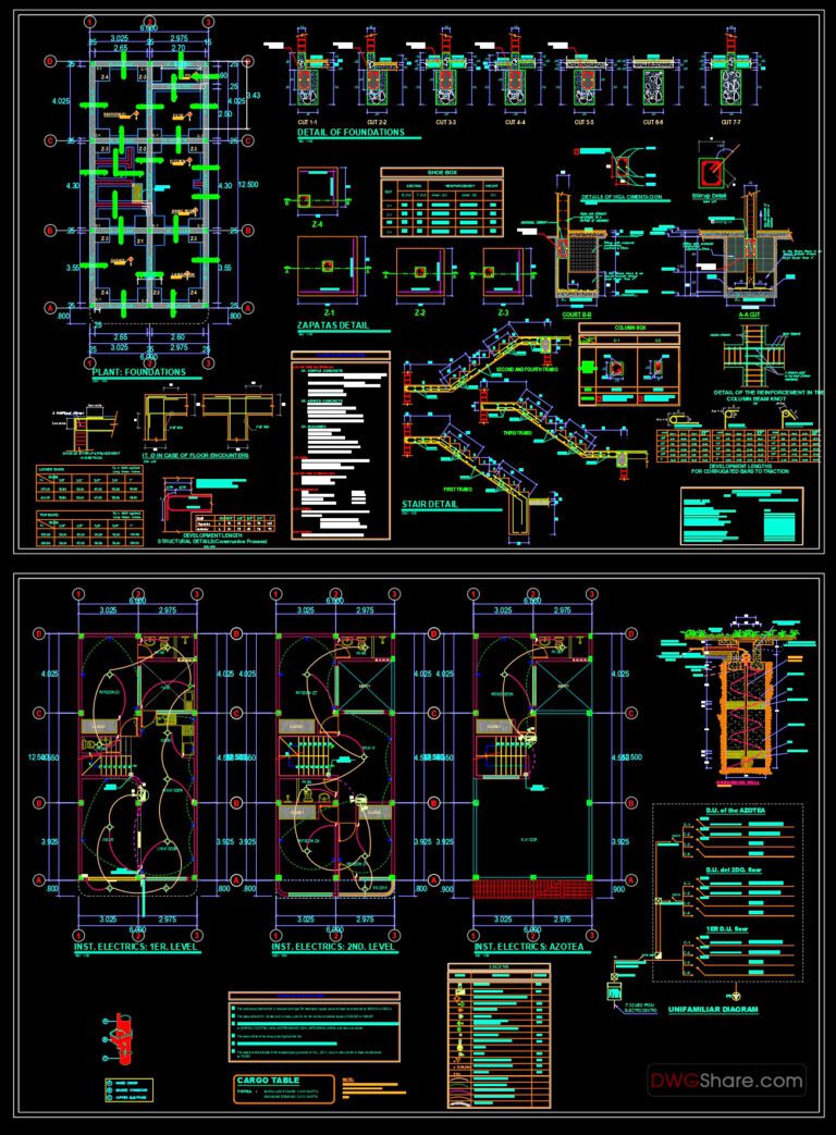 3-Story House a Complete Project AutoCAD File Free Download