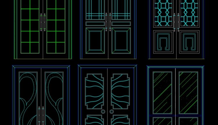 309. Autocad wood - glass doors free download - Free Cad Blocks ...