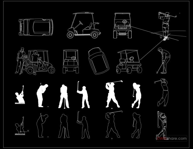 36.Golfer free AutoCAD drawings