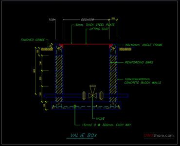 36.Valve Box Section Details Autocad Drawing DWG