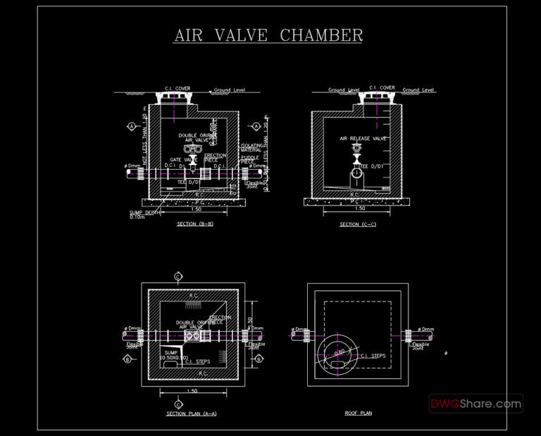 39.Air Valve Chamber Details Autocad Drawing DWG