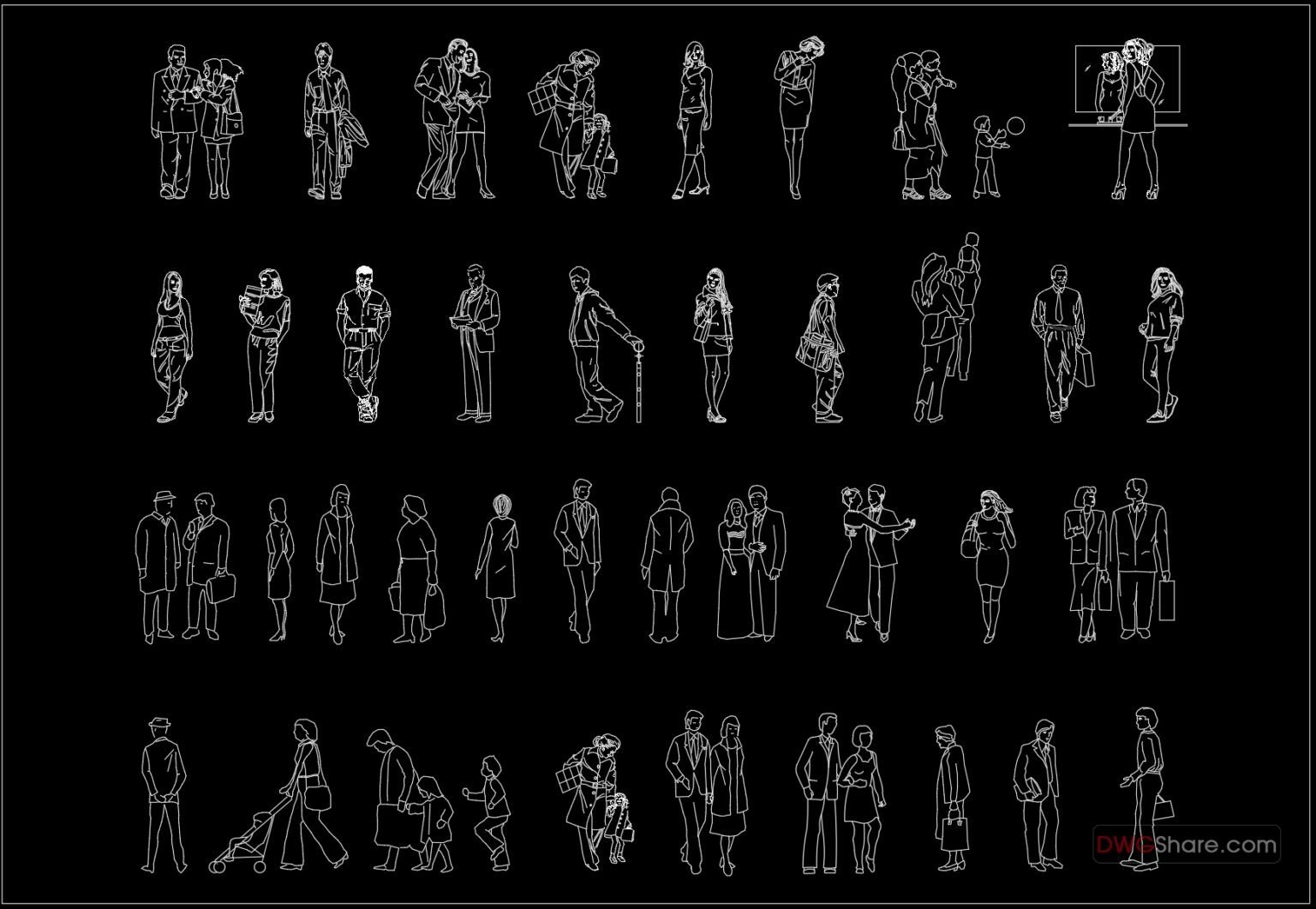 39.Casual people 3 free AutoCAD drawings
