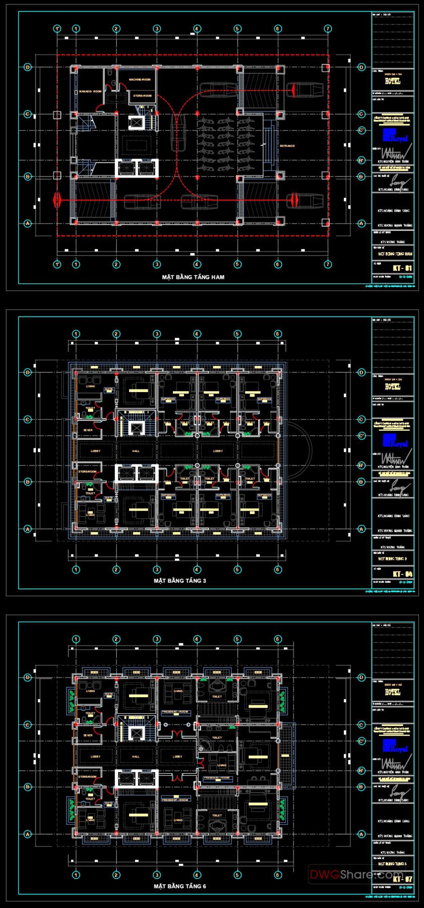 4 stars Hotel Layout Plan AutoCAD File DWG