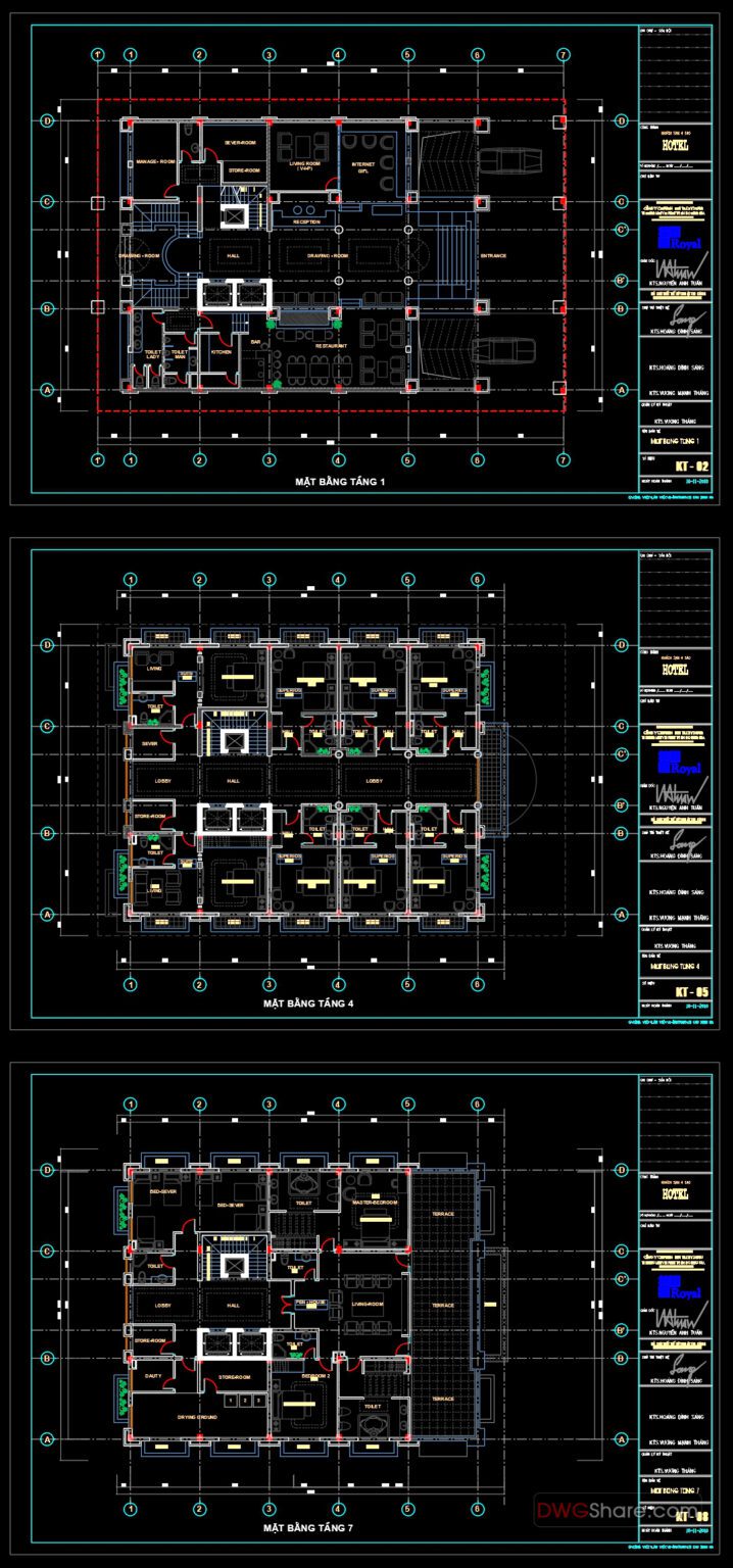 4 stars Hotel Layout Plan AutoCAD File DWG