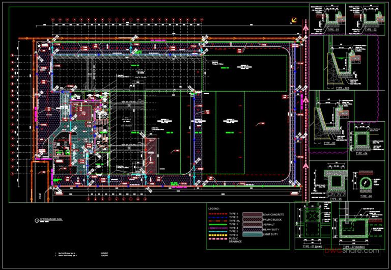 40.Site Drainage Layout Plan and Sections Details CAD
