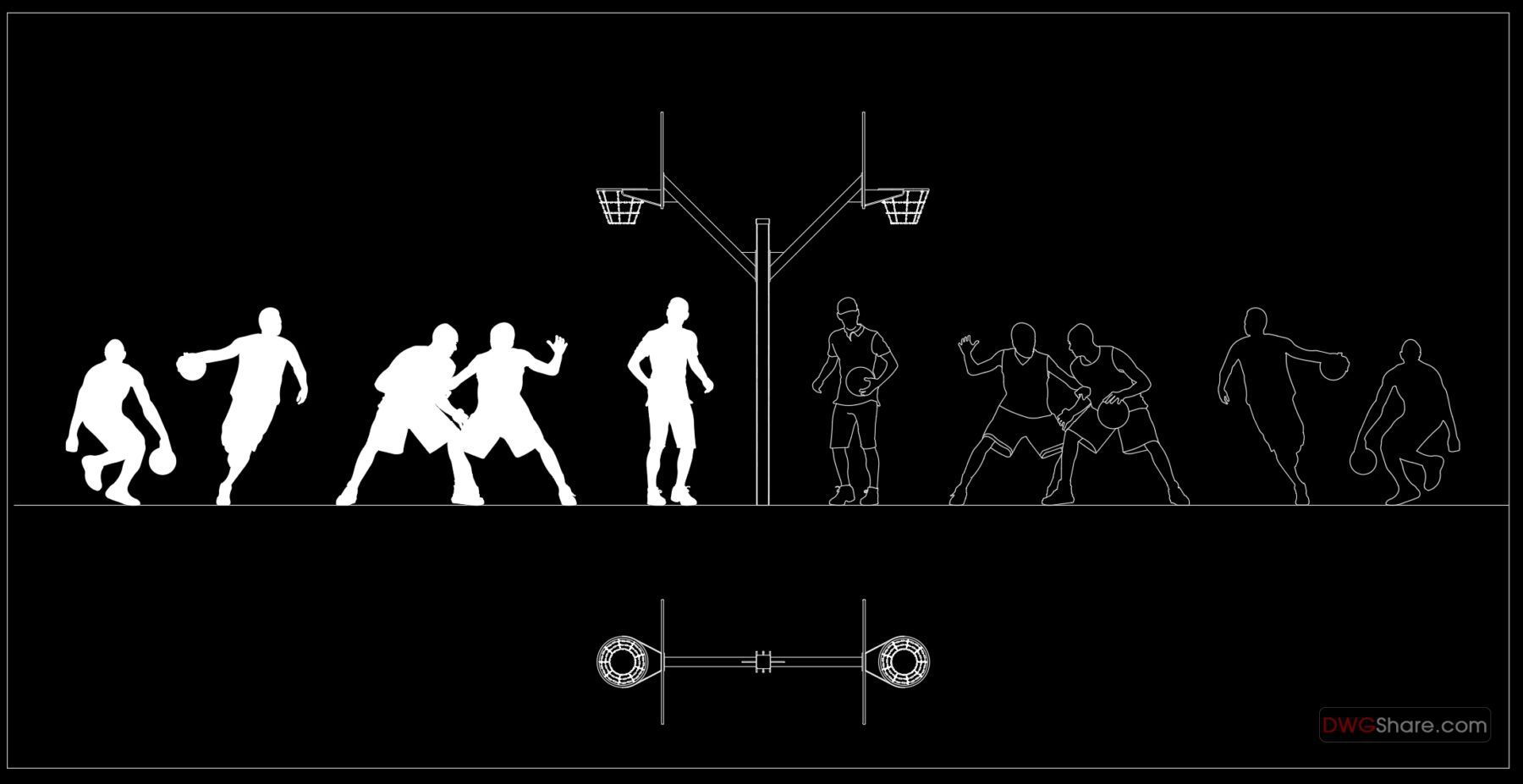 41.People basketball free AutoCAD drawings