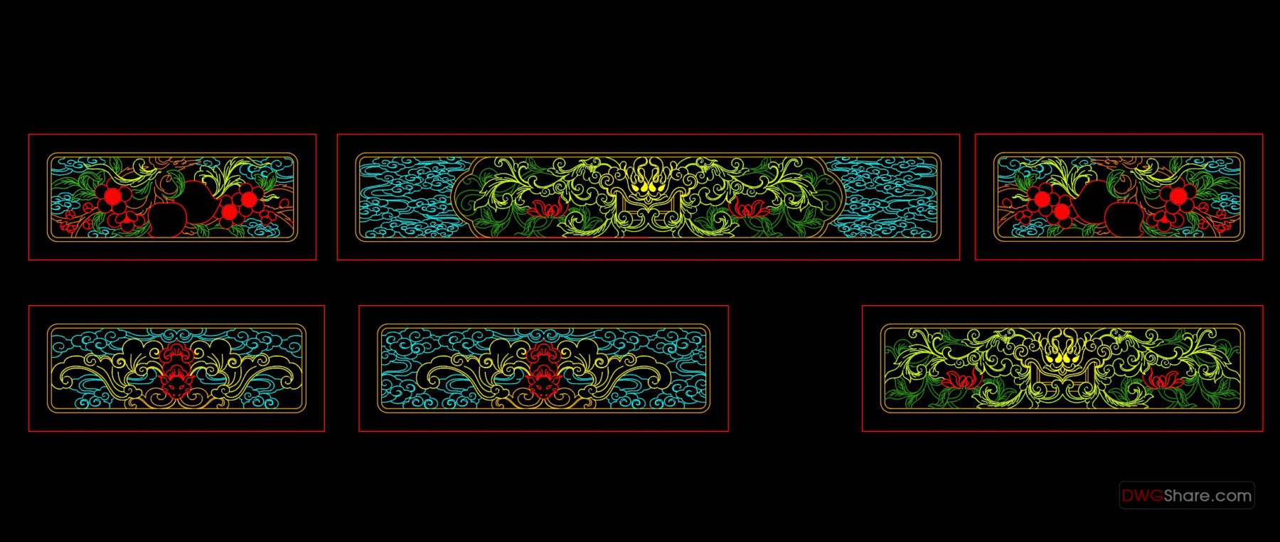 53.Asian Traditional Pattern AutoCAD Blocks Free Download