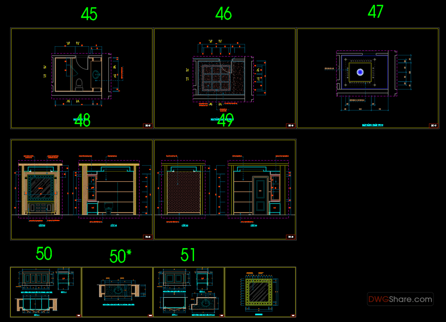 62.Wall cladding details, Ceiling Details Autocad Blocks