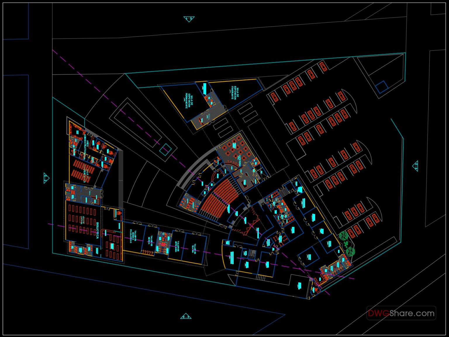 8.Cultural center AutoCAD File DWG