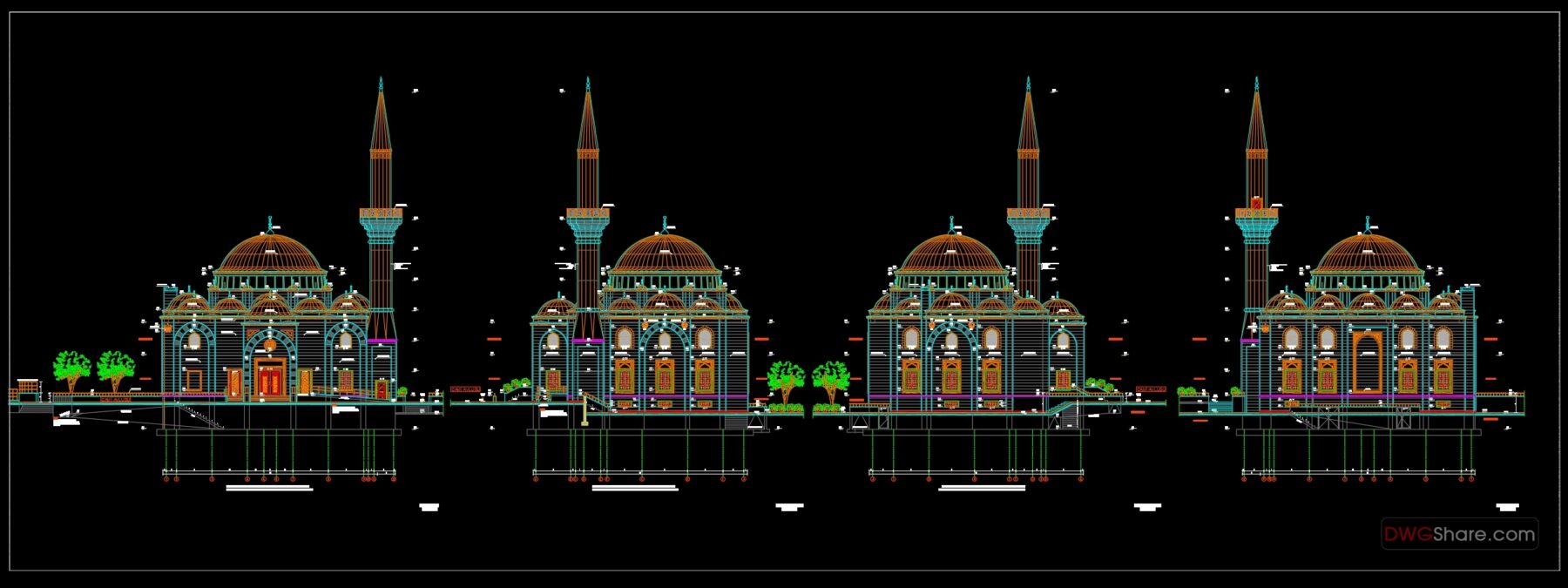 8.Mosque Architectural Detail in AutoCAD download