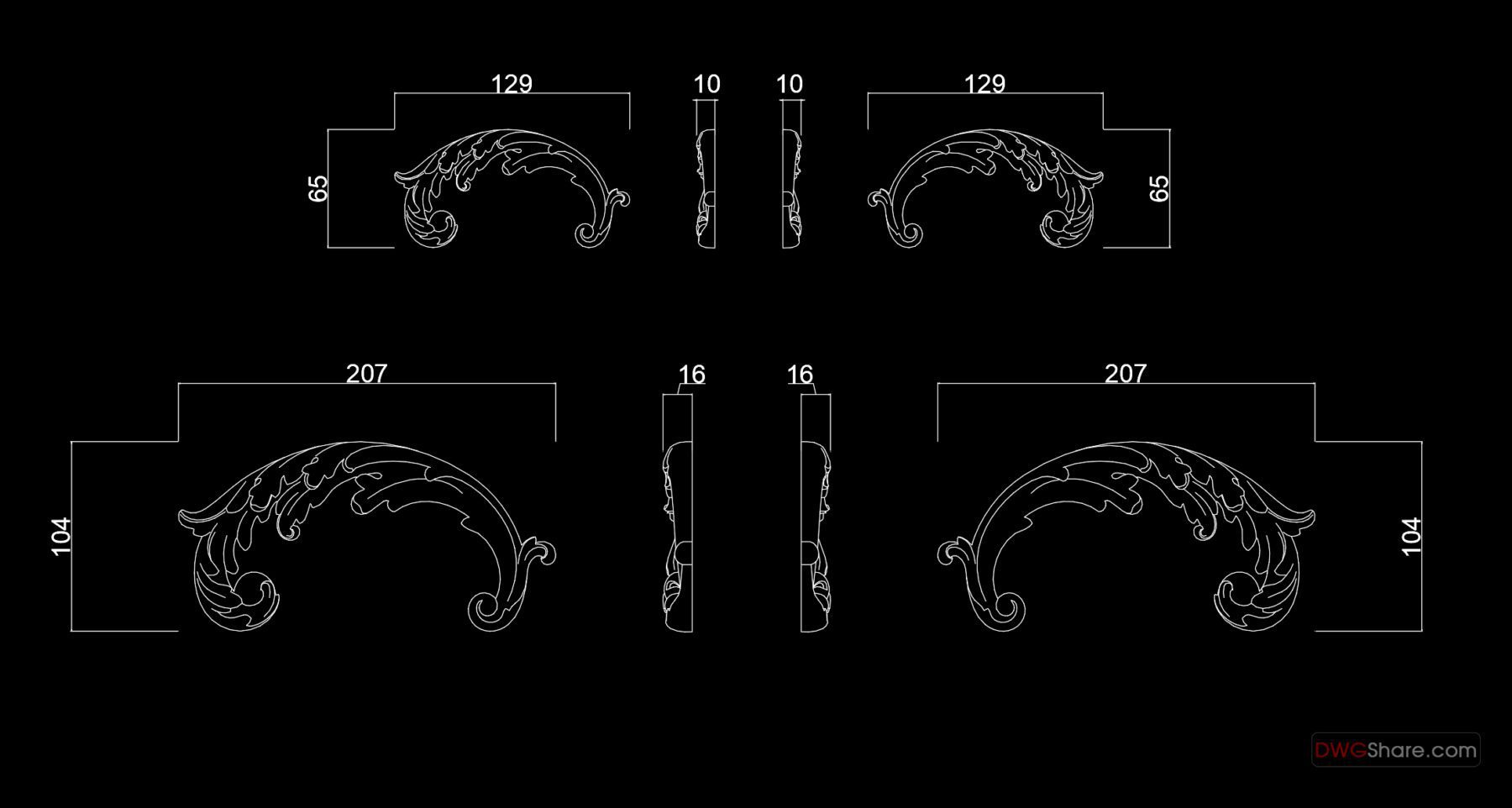 Appliques and onlays Cad Blocks Free Download