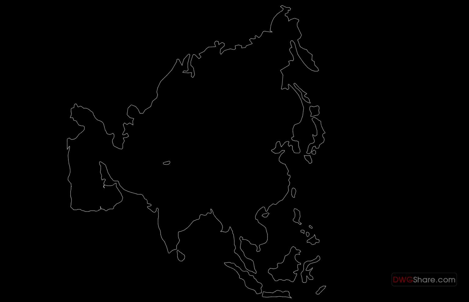 Asian Continent Map AutoCAD File Download