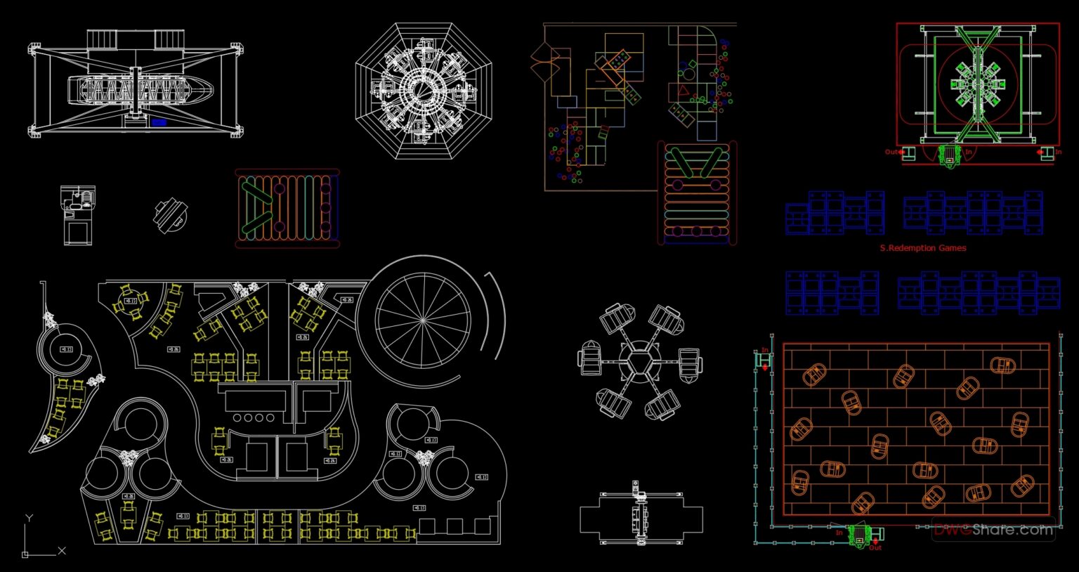 Attractions Plan free AutoCAD drawings
