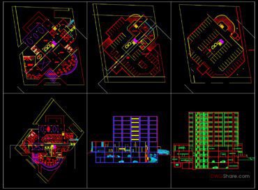 Business Hotel Plan and Elevation Details Autocad File DWG