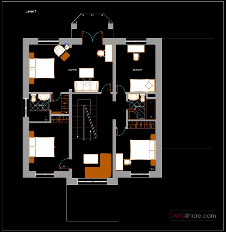 Duplex House AutoCAD File Free Download