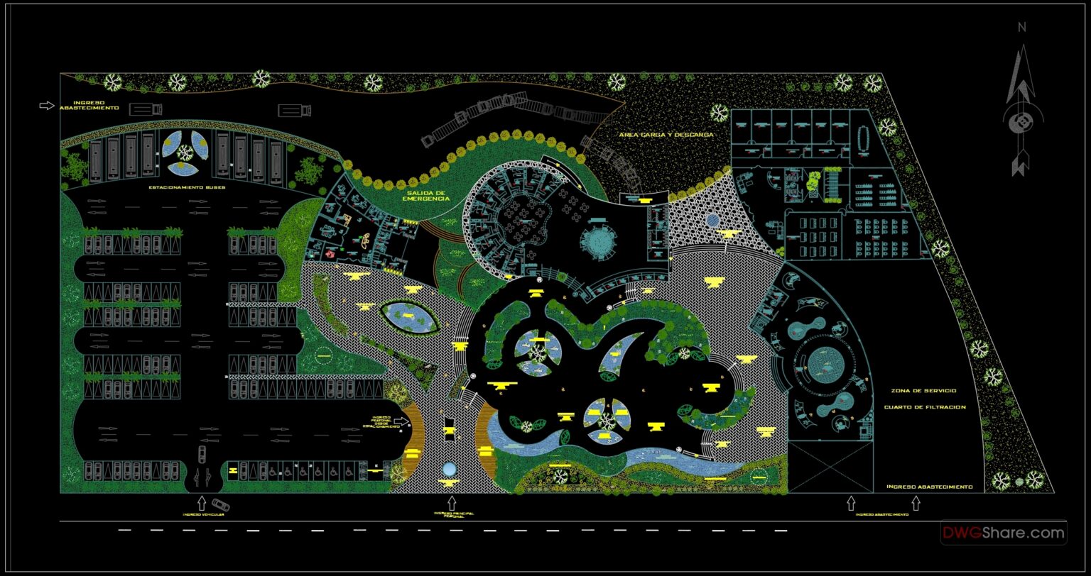 Ecotourism complex - aquarium free AutoCAD drawings
