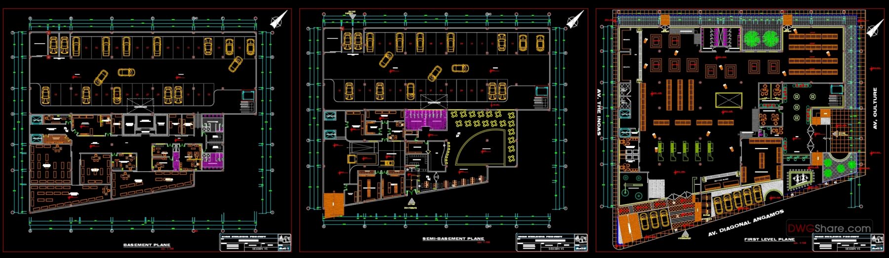Floors of a Mall, Office, and Leisure AutoCAD File DWG