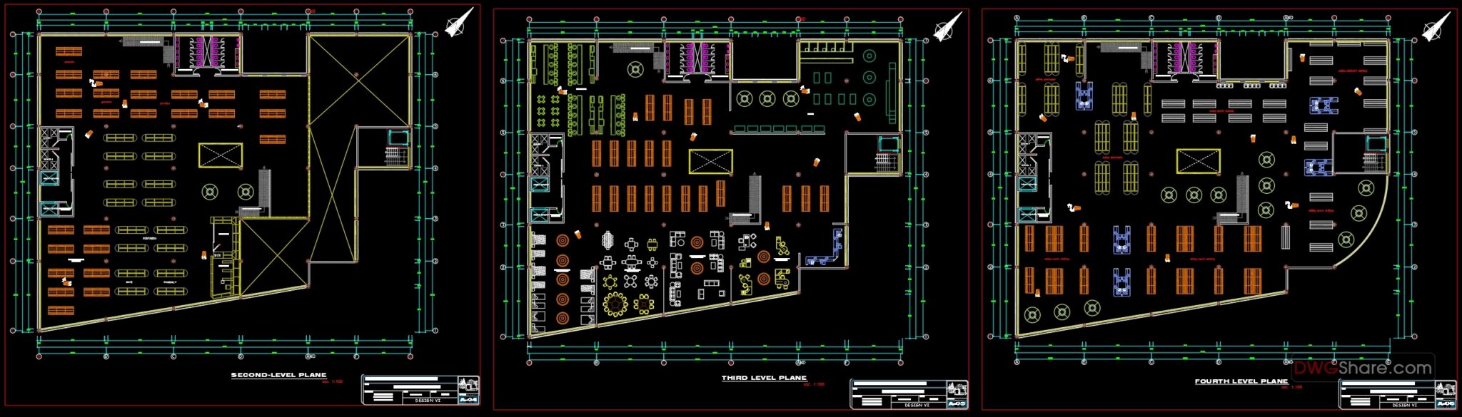 Floors of a Mall, Office, and Leisure AutoCAD File DWG