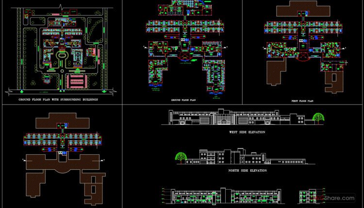 Hospital Building Free Drawing - Free Cad Blocks, download DWG models ...