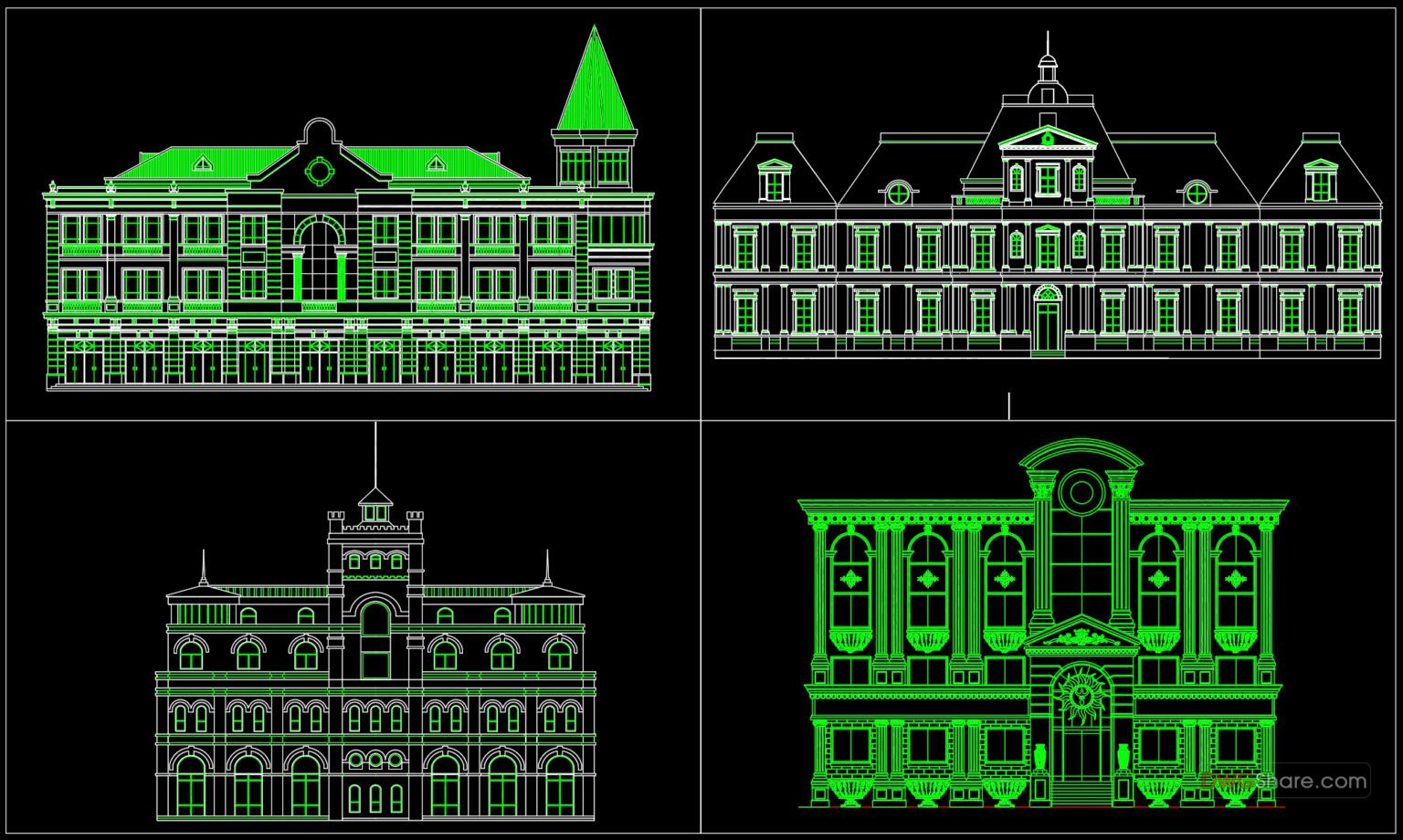 House Faces AutoCAD File Free Download