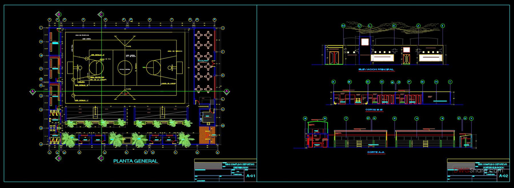 Mini Sports Complex Project Details AutoCAD File DWG