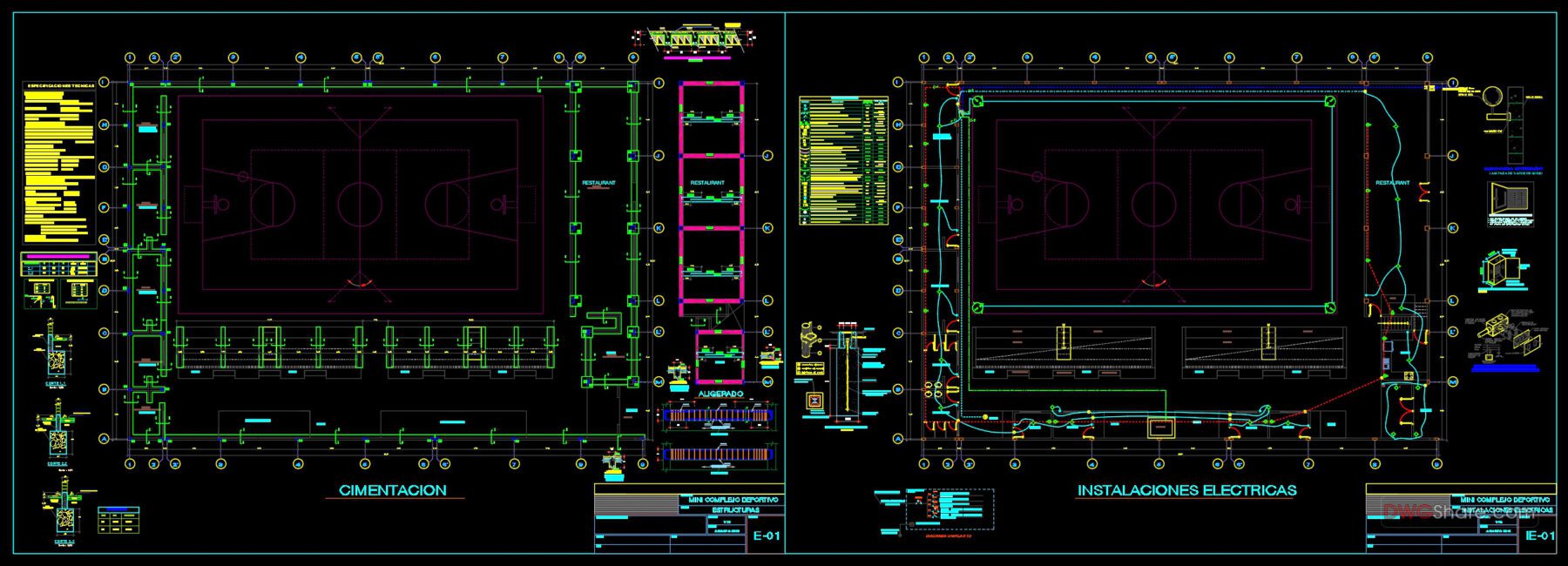 Mini Sports Complex Project Details AutoCAD File DWG