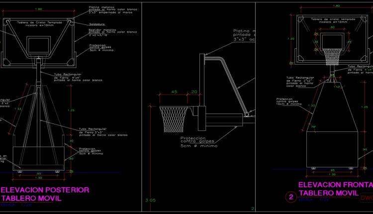 Mobile Basketball Boards Elevation Details AutoCAD File DWG - Free Cad ...