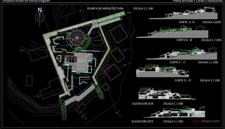 Museum Main Plan, Sections, Elevations AutoCAD File DWG - Free Cad ...
