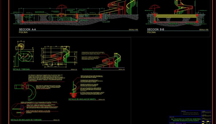 Swimming Pool With Water Slide free Autocad drawings - Free Cad Blocks ...