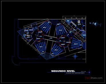 University Center Layout Plan and Elevation AutoCAD File DWG