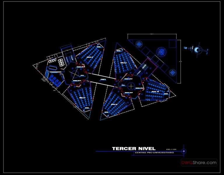 University Center Layout Plan and Elevation AutoCAD File DWG