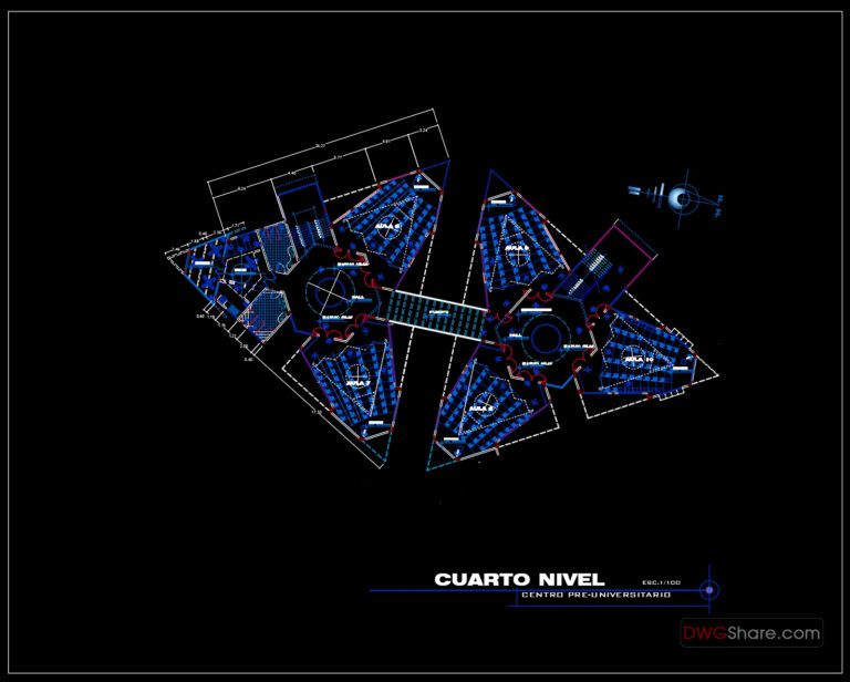 University Center Layout Plan and Elevation AutoCAD File DWG