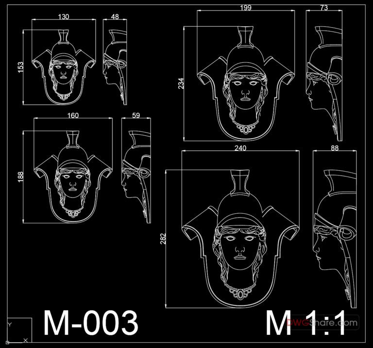 Wooden Masks Cad Blocks Free Download