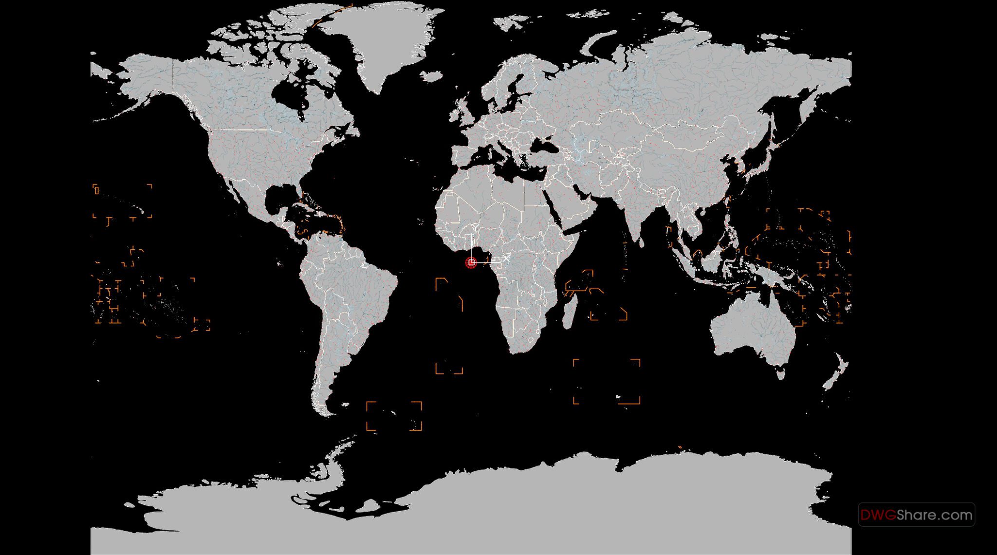 World Political Map Autocad Drawing