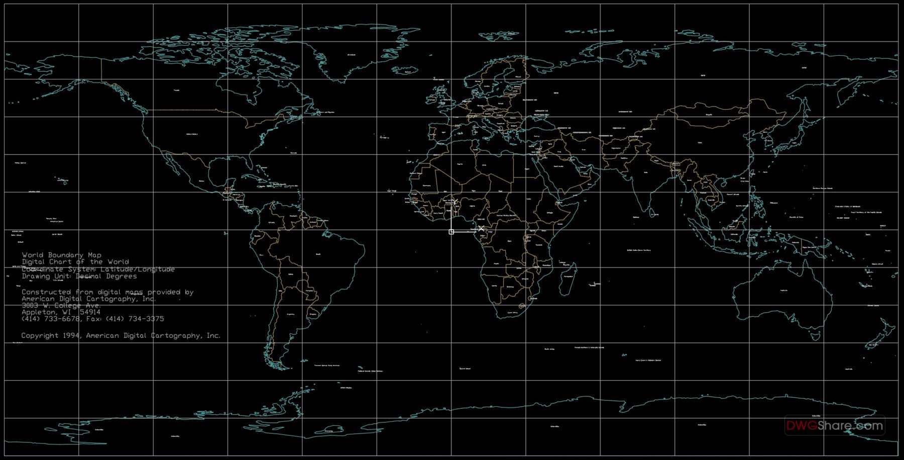 Worldmap 2D Map AutoCAD File Download