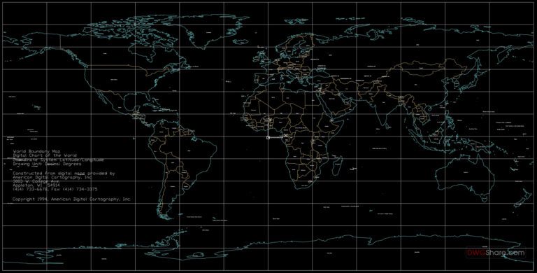 Worldmap 2D Map AutoCAD File Download