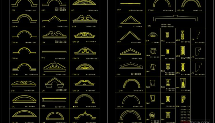 111.Neoclassical Style Decor CAD Design Elements - Free Cad Blocks ...