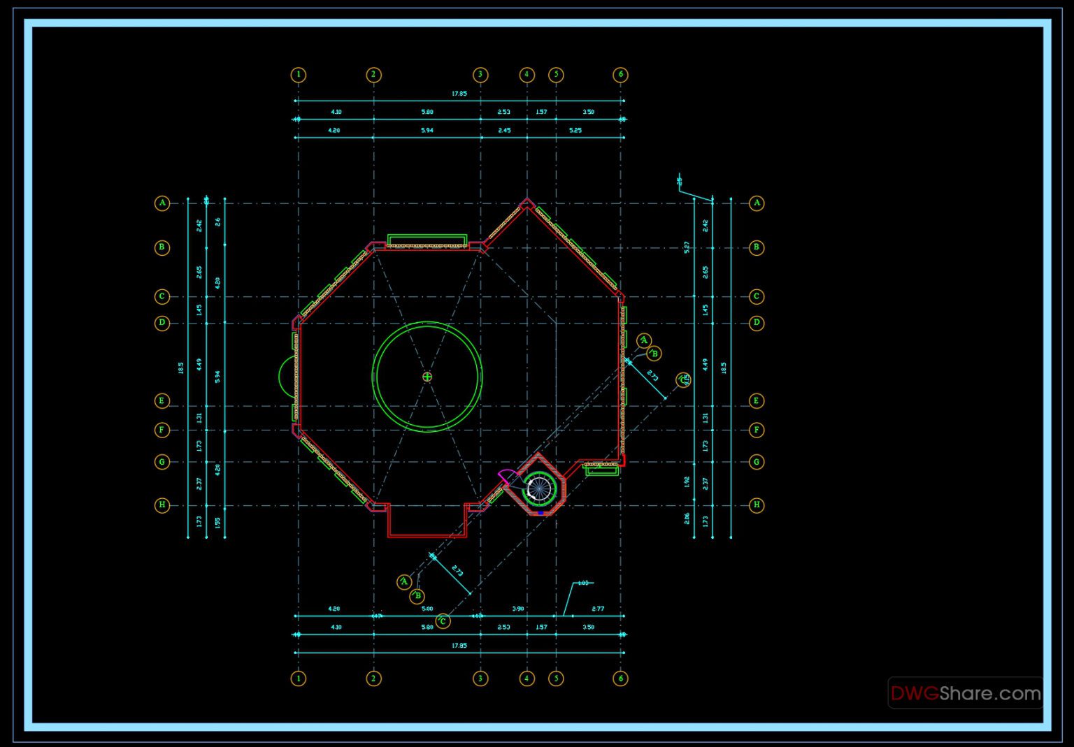 15.Mosque Layout Plan and Elevation Details AutoCAD File Free Download