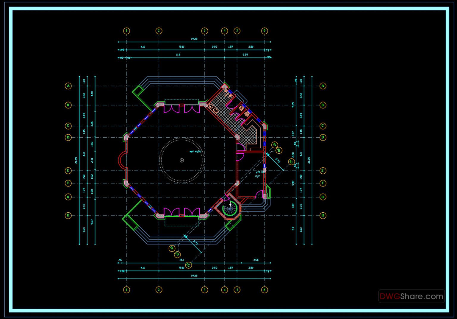 15.Mosque Layout Plan and Elevation Details AutoCAD File Free Download