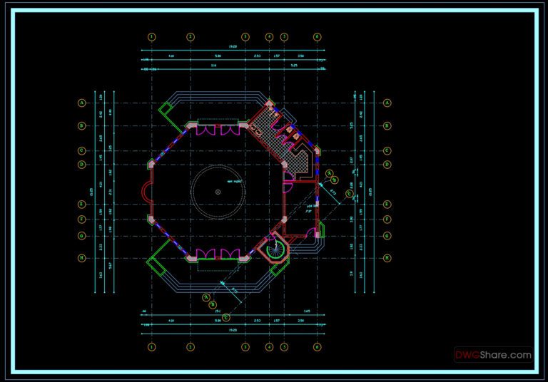15.Mosque Layout Plan and Elevation Details AutoCAD File Free Download