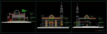16.Mosque Minaret Elevation and Sections Details AutoCAD File Free Download